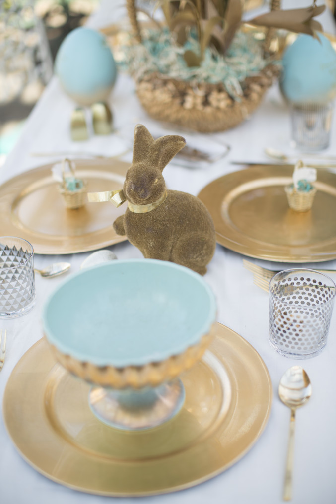 Gold and blue Easter table - The House That Lars Built