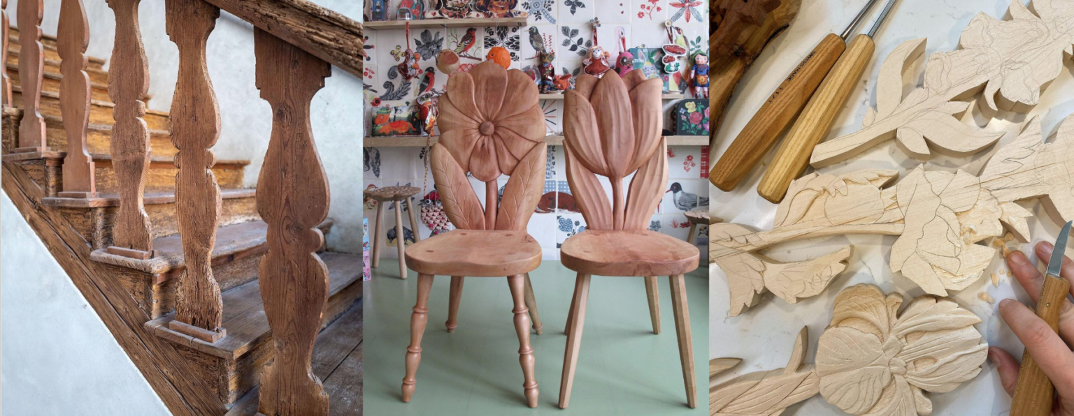 Carved flower balusters - The House That Lars Built