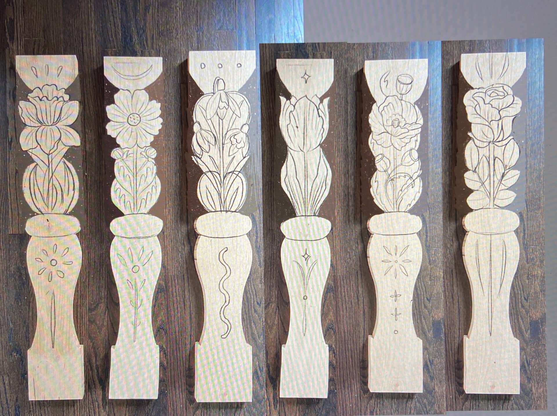 Carved flower balusters - The House That Lars Built